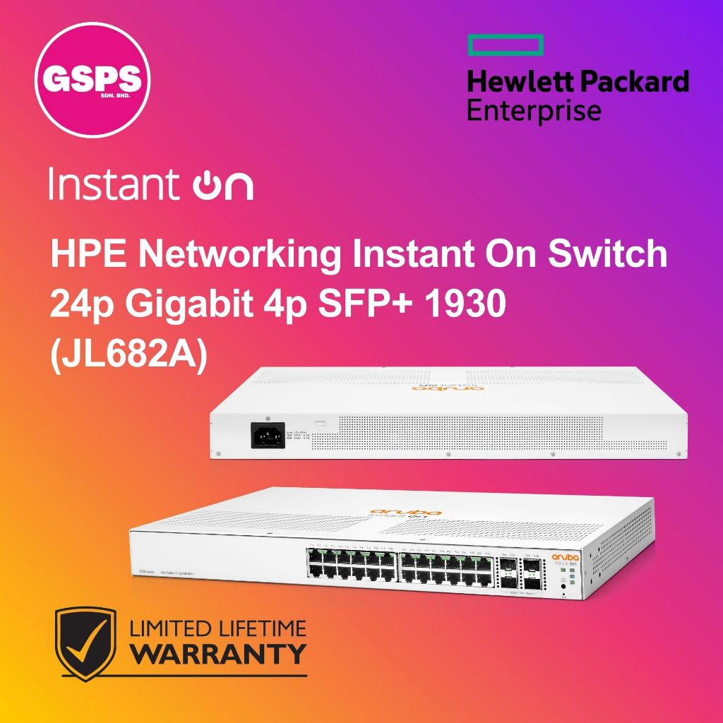 HPE Networking Instant On Switch 24p Gigabit 4p SFP+ 1930 (JL682A) | Shopee Malaysia