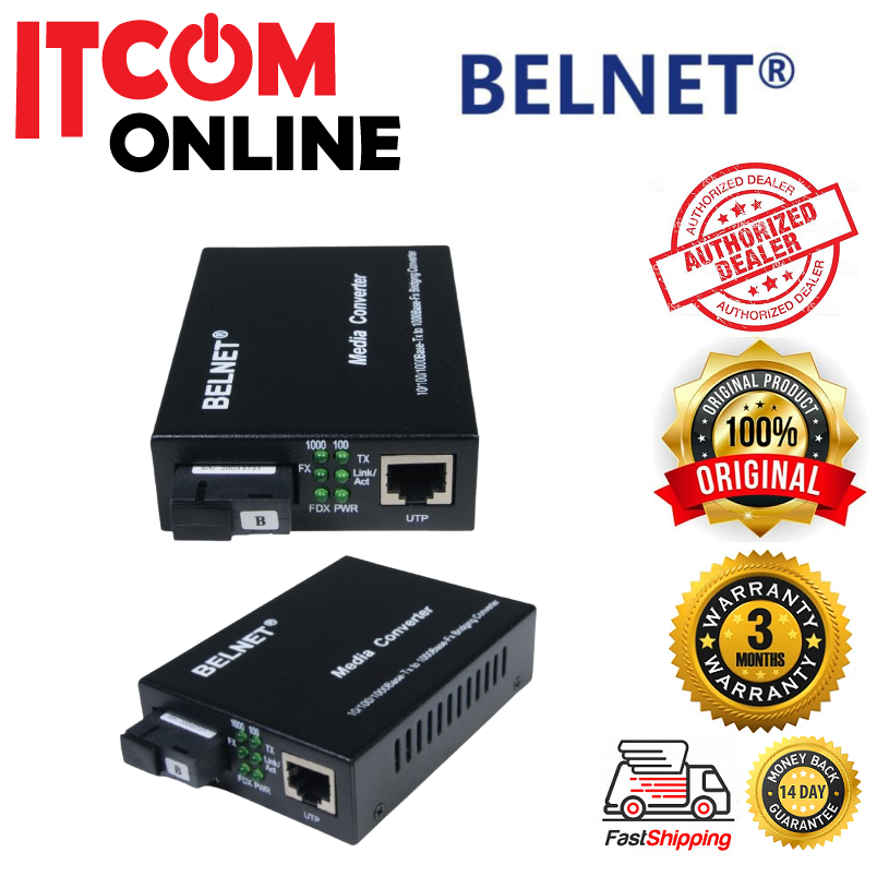 BELNET 100/1000 VIA SINGLE FIBER TX1550NM/1310NM FIBER MEDIA CONVERTER ...