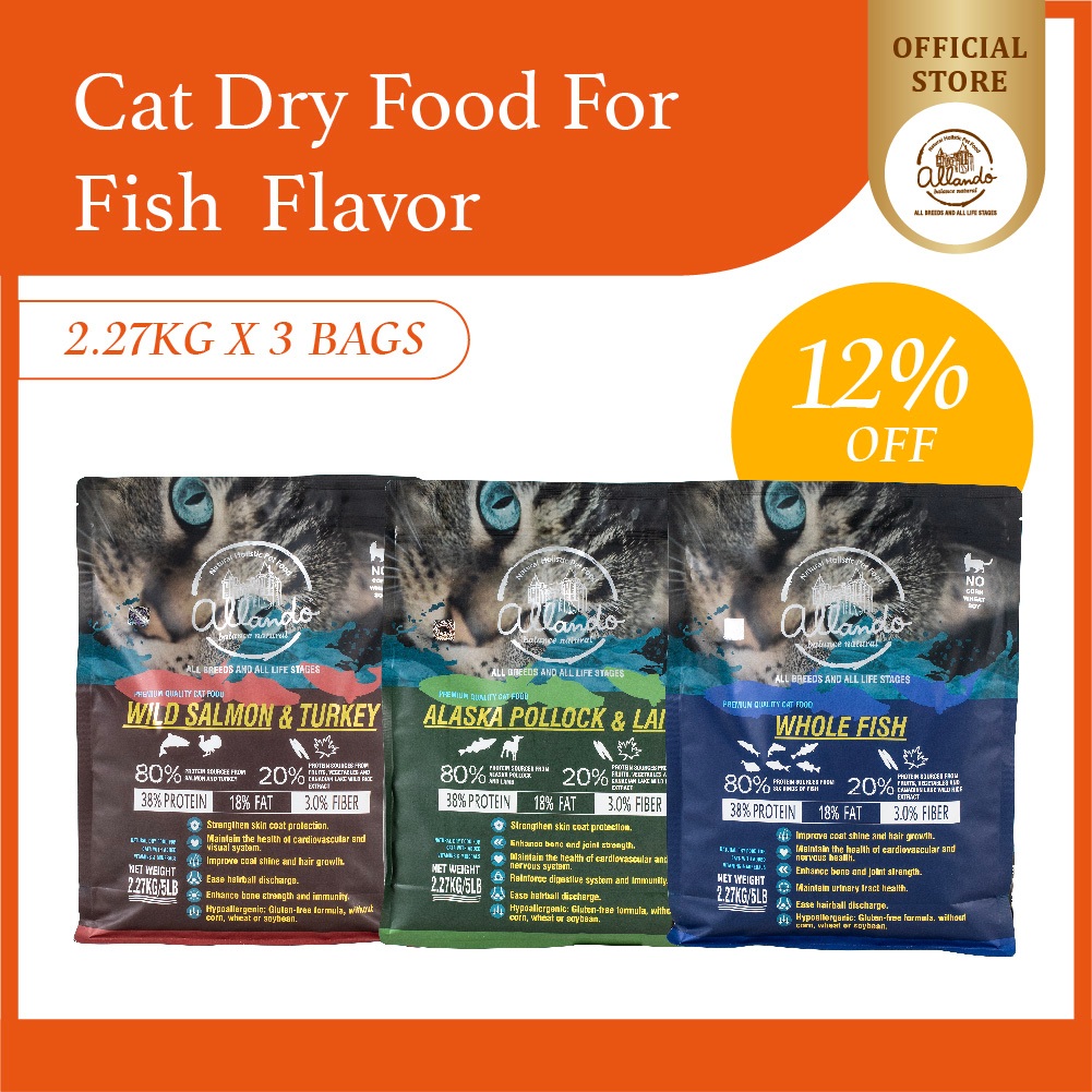 ALLANDO CAT DRY FOOD FOR ALL FLAVOR (2.27KG X 3BAGS) | Shopee Malaysia