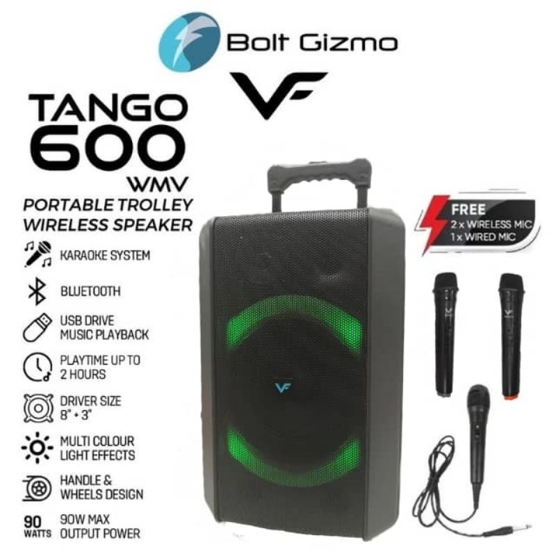 Vinnfier VF TANGO 600 WMV Portable Trolley Bluetooth Wireless Speaker ...