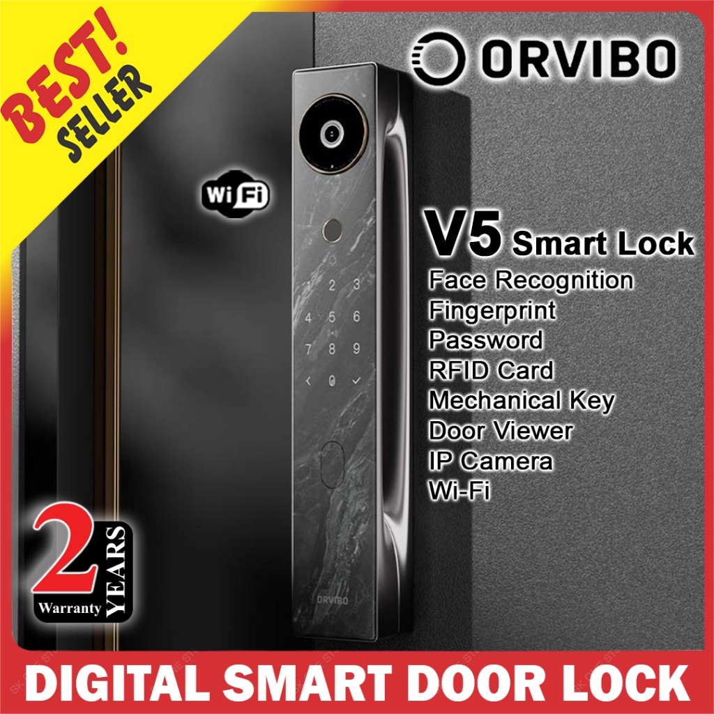 Orvibo Smart Digital Lock V5 (Face Recognition, Fingerprint, Password, RFID Card, Mechanical Key ...