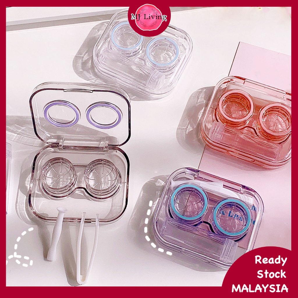 4 IN 1 Contact Lens Case Mini Clear Storage With Tweezers Stick ...