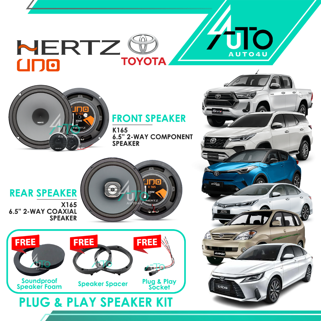 [Hertz x Toyota] X165 K165 6.5" Component Speaker Uno Series car speaker kereta Vios Camry Hilux ...