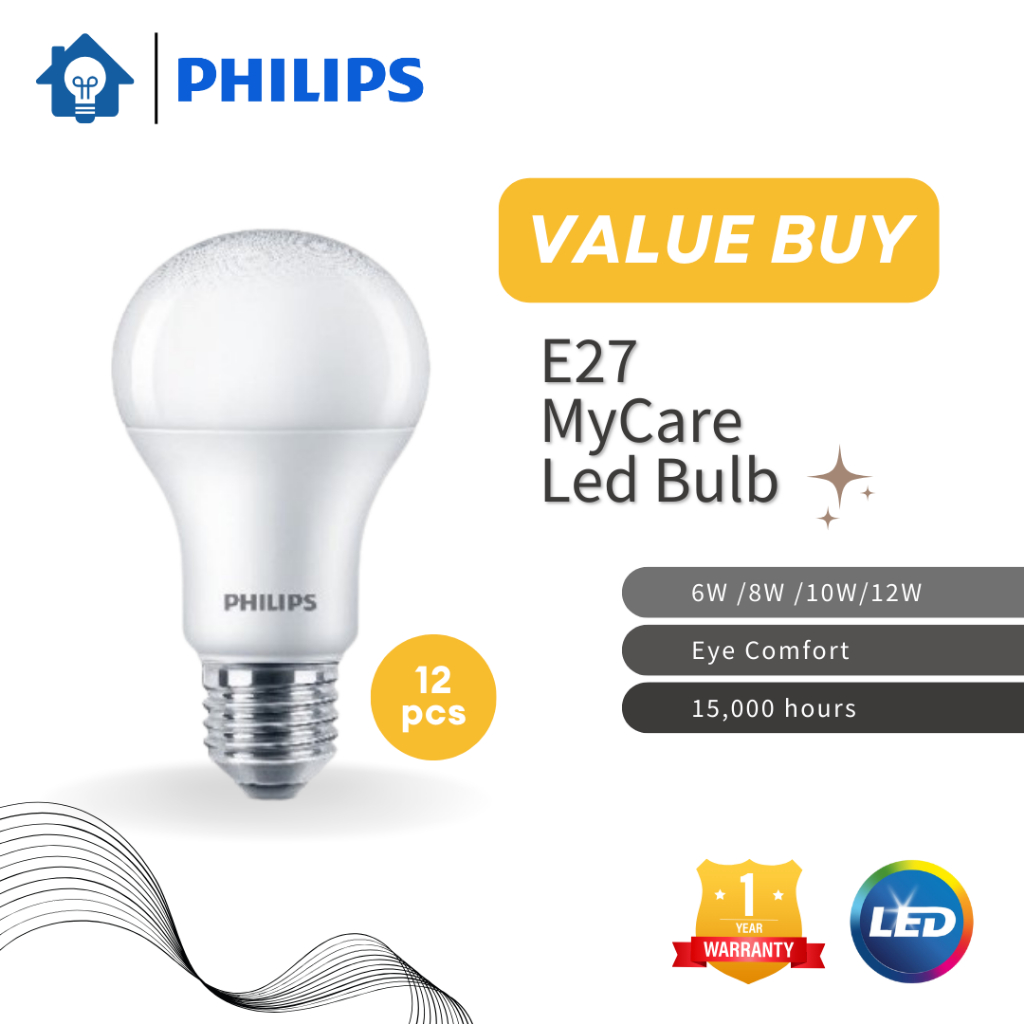 Philips MyCare 6W 8W 10W 12W LED Bulb ( Warm White / Daylight ) ( 12 pcs ) | Shopee Malaysia