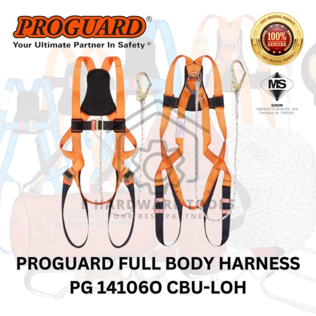 PROGUARD Full Body Harness Built-In With 2M Lanyard Large Hook PG141060 ...
