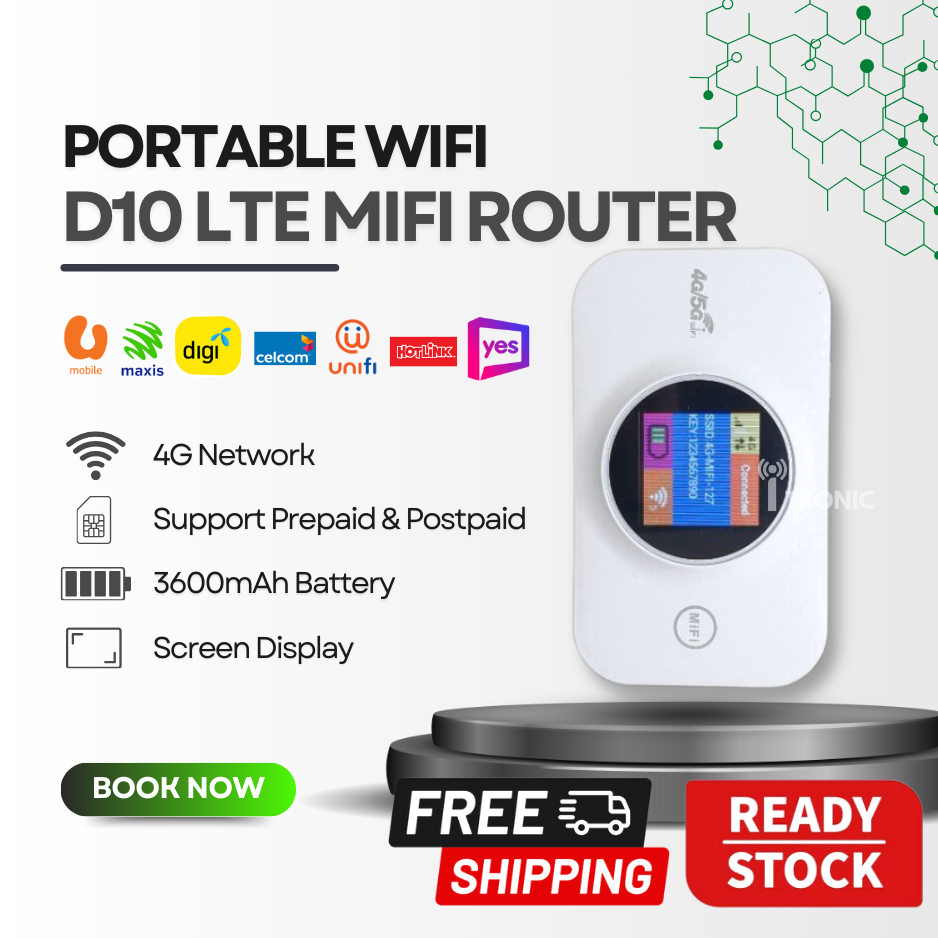 ITRONIC MiFi D10 Pocket Portable Modem WiFi 4G LTE Support All Telco ...