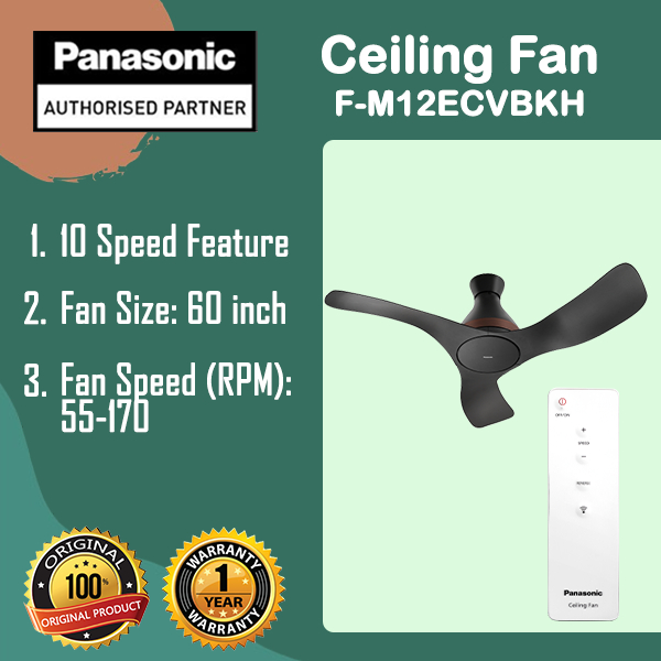 PANASONIC F-M12EC CEILING FAN WIFAN WIFI 3-BLADE F-M12ECVBKH | Shopee ...
