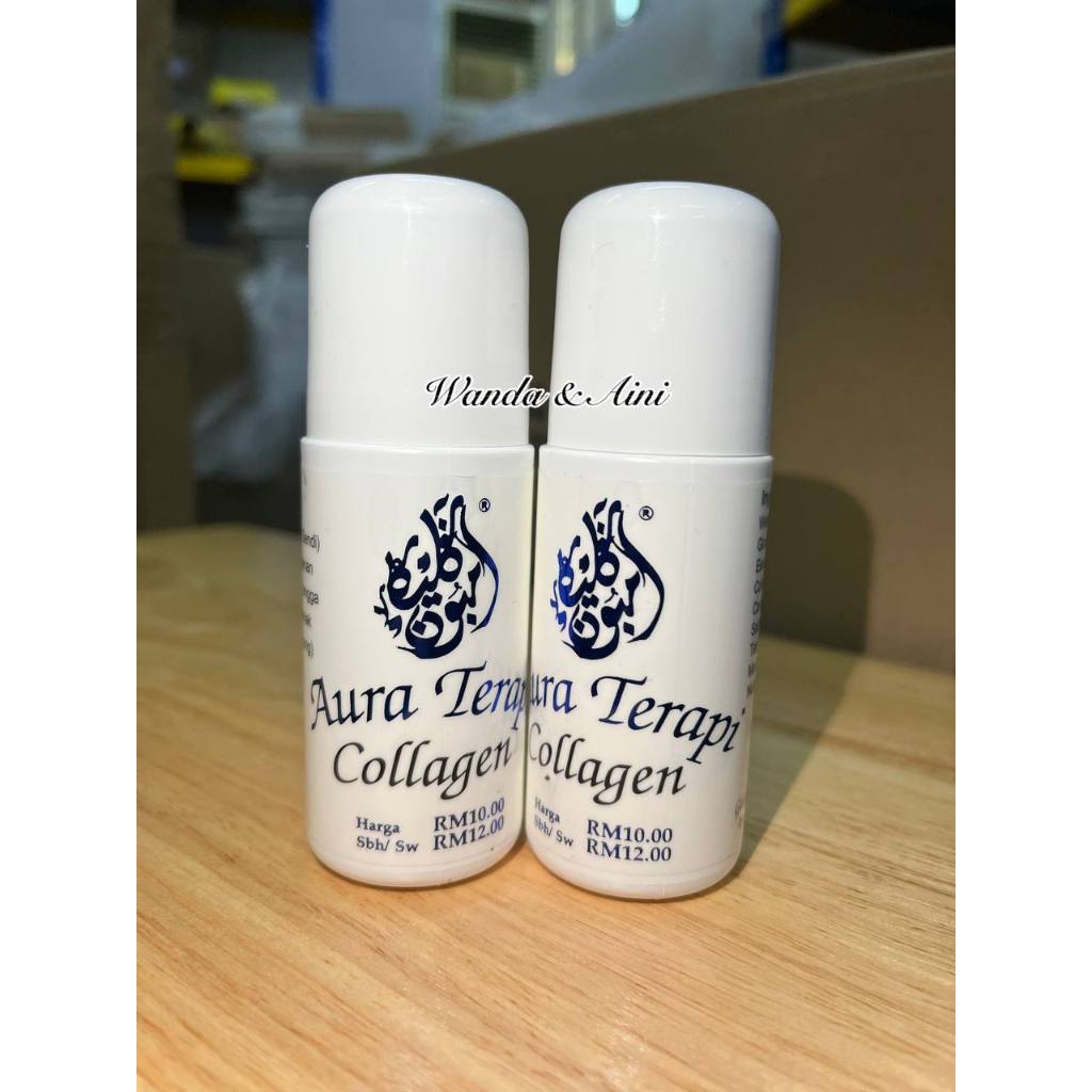 10 BOTOL AURA TERAPI COLLAGEN LOGO BIRU MINYAK ANGIN ROLL ON AURA TERAPI BANTU RAWAT LENGUH ...