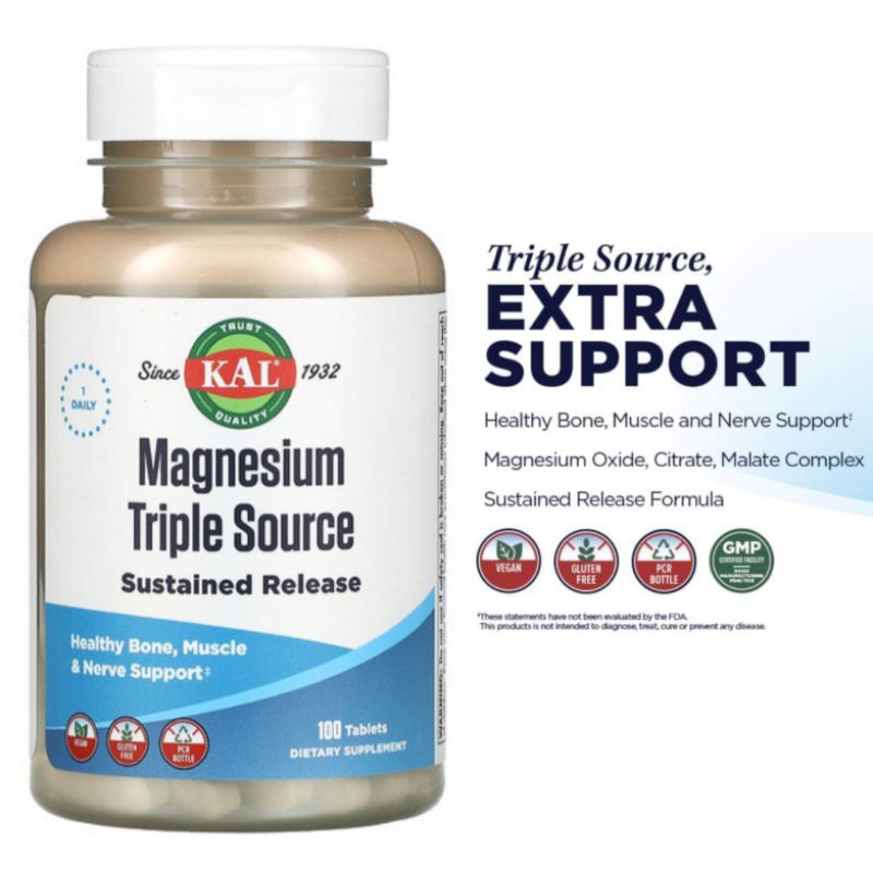 [PROMOTION 🔥] KAL Magnesium Triple Source, 100 Tablets | Shopee Malaysia