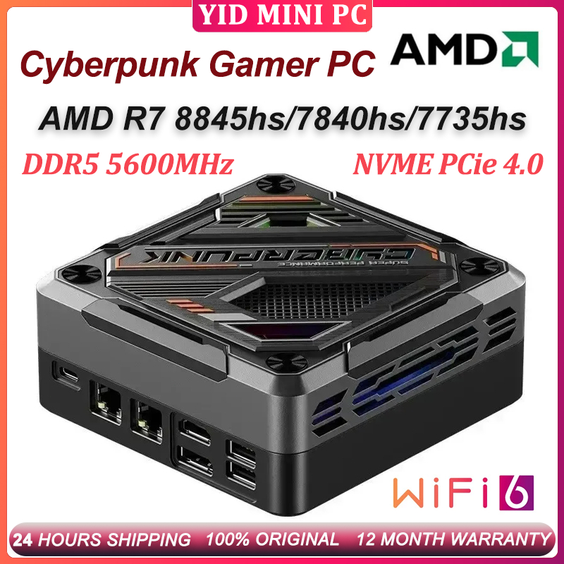 Cyberpunk Gamer PC AMD Ryzen 7 8845HS 7840HS 7735HS Mini PC RGB Light ...