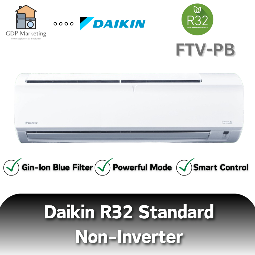 Daikin Standard Wall Aircond FTV28PB/FTV35PB/FTV50PB/FTV60PB with Built ...