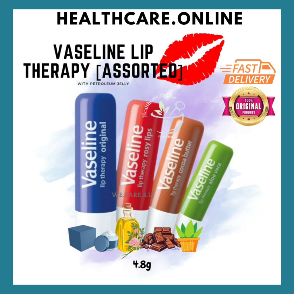 💄VASELINE LIP THERAPY WITH PETROLEUM JELLY 4.8g💄[ ORIGINAL / ROSY LIPS / COCOA BUTTER / ALOE ...