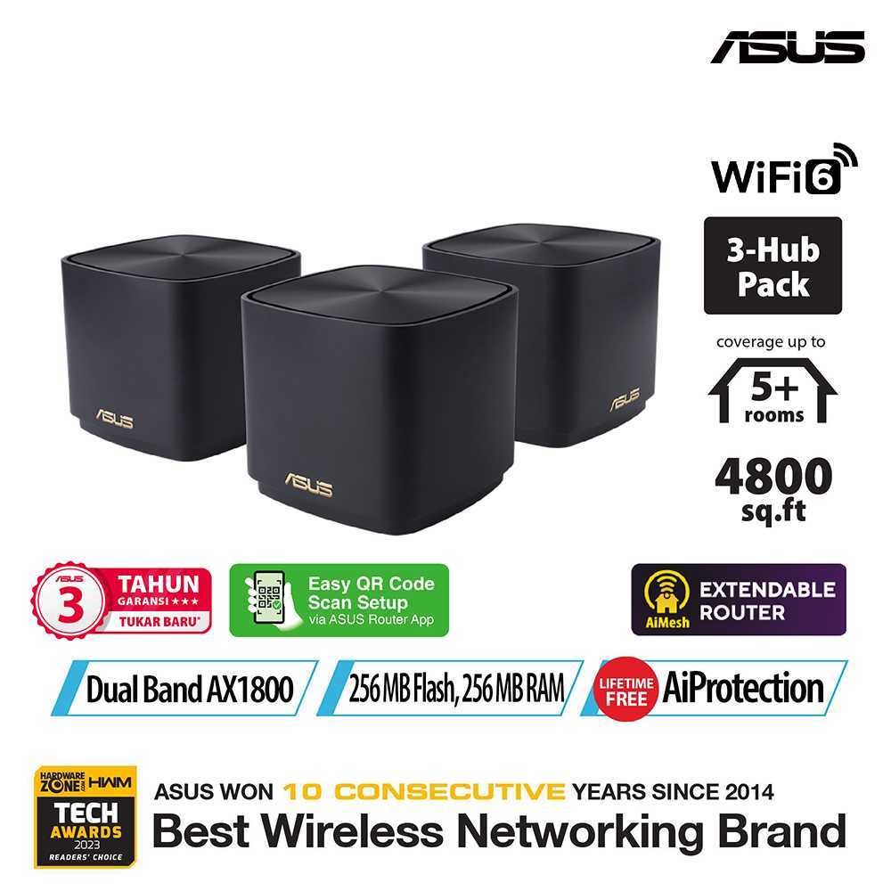 ASUS ZENWIFI XD5 MINI AX3000 DUAL-BAND WIFI 6 ROUTER BLACK AiMesh ...