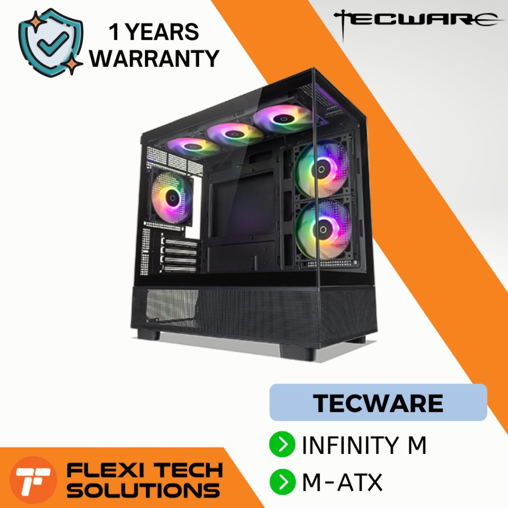 Flexi Tech Tecware Infinity M ARGB MATX Case - Black | Shopee Malaysia