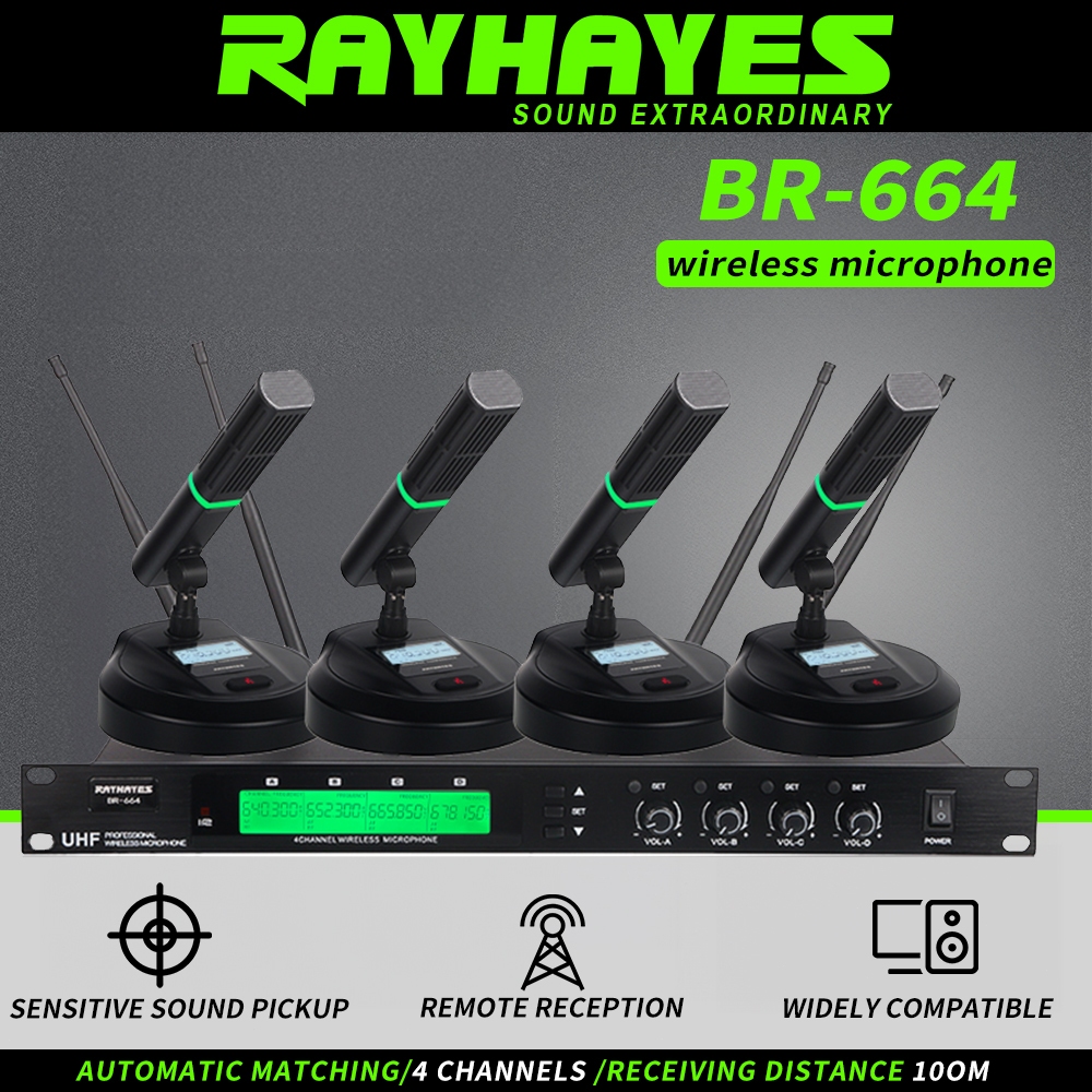 RAYHAYES Wireless Conference Microphone Professional UHF 8 Channel ...