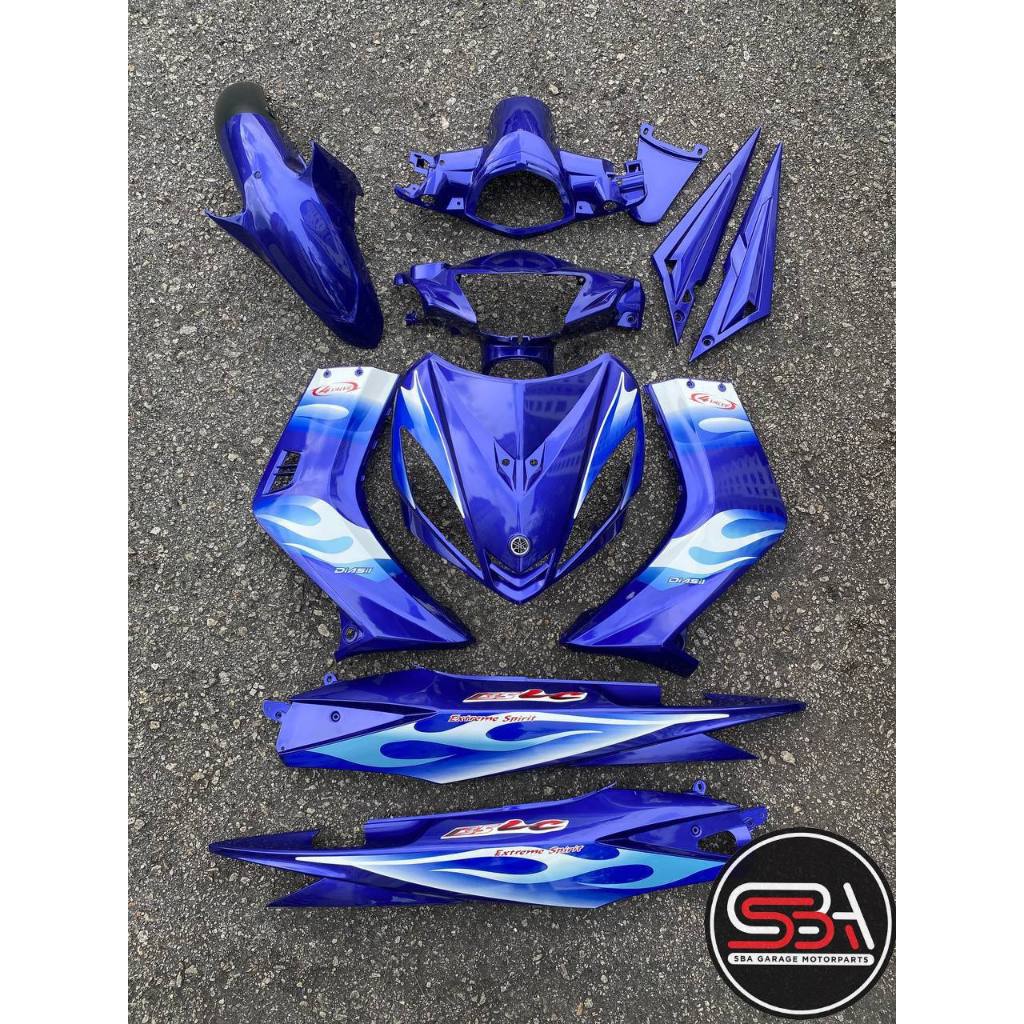 COVERSET BODYSET YAMAHA LC135 V1 BIRU FULL API ORIGINAL M SEKI STRIPE ...