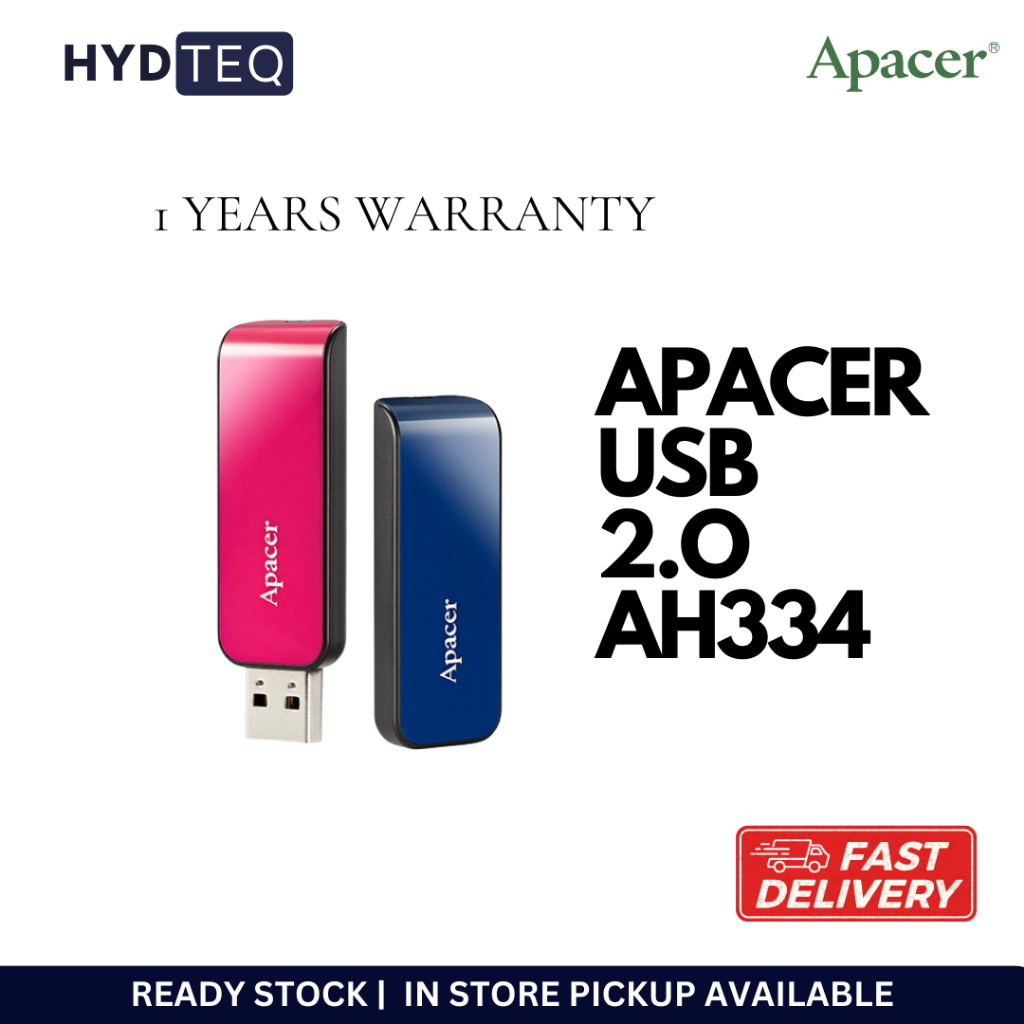 [READY STOCK]APACER PENDRIVE 8GB /16GB /32GB /64GB AH334 USB 2.0 USB ...