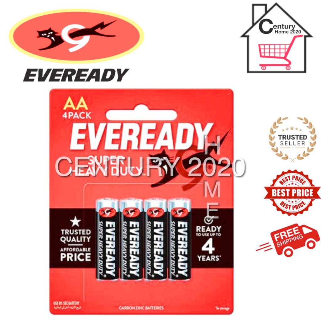 EVEREADY AA/AAA Battery Super Heavy Duty R6 AA/AAA Battery 1215 BP4 ...