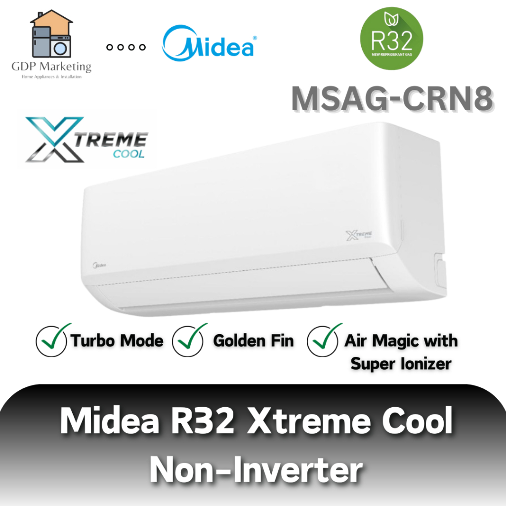 Midea R32 Standard Non-Inverter X-Treme Cool Aircond - 10CRN8 13CRN8 ...