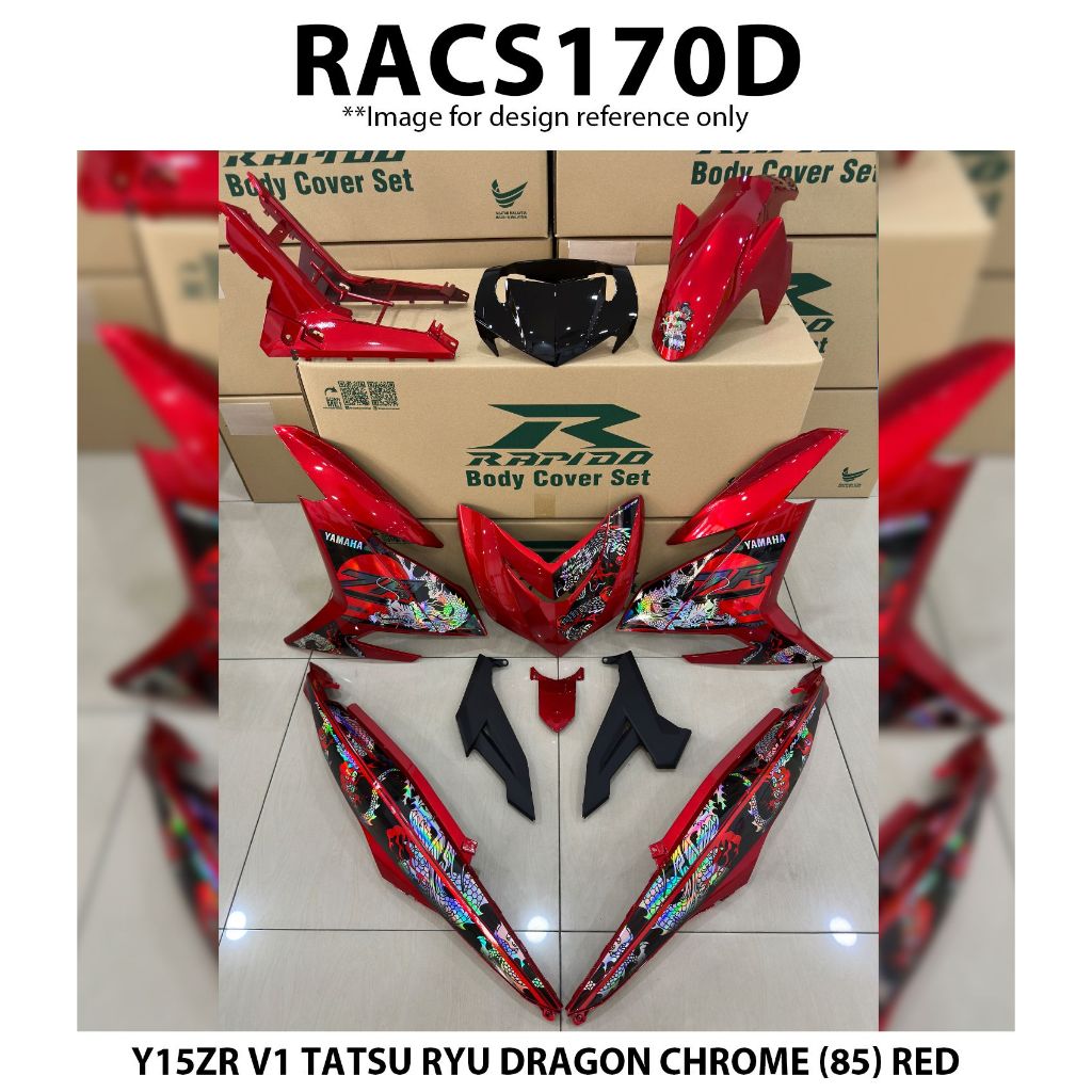 Cover Set Rapido Y15ZR V1 V2 Yamaha TATSU RYU DRAGON CHROME (85) Ysuku Accessories Motor Y15 ...
