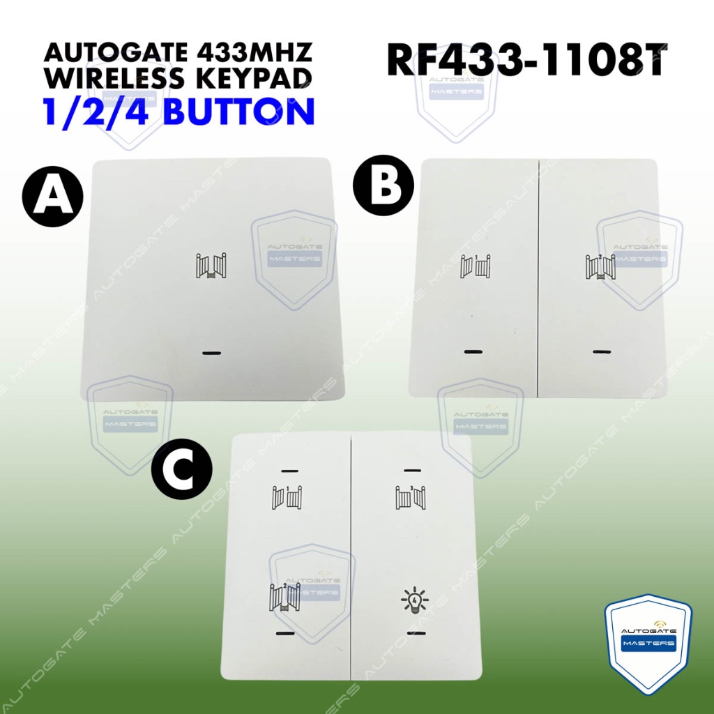 Autogate wireless push button switch 433mhz 1/2/4 push button RF433 ...