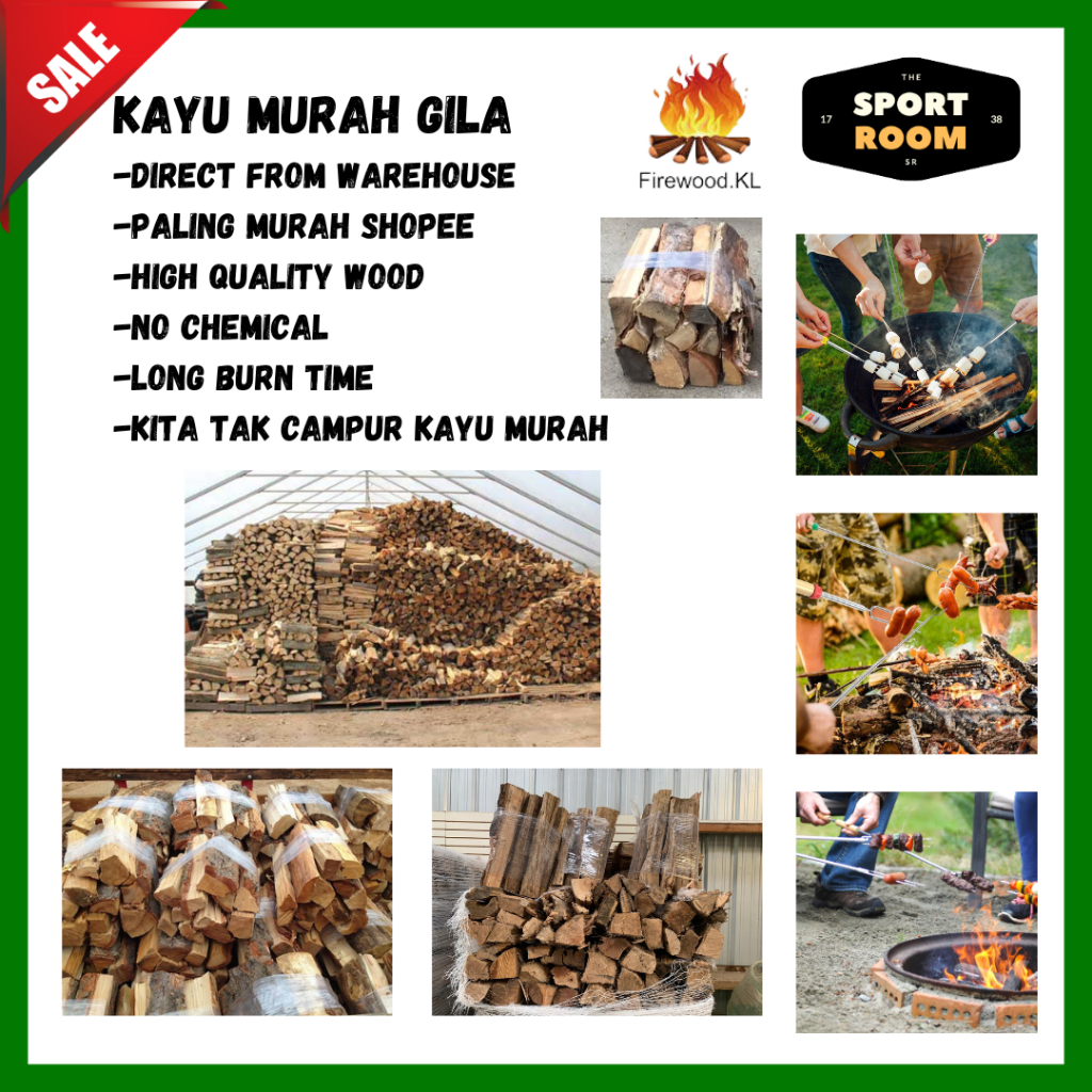 [DIRECT WAREHOUSE] 9-INCI LONG FIRE WOOD Kayu BBQ CAMPING Firewood ...
