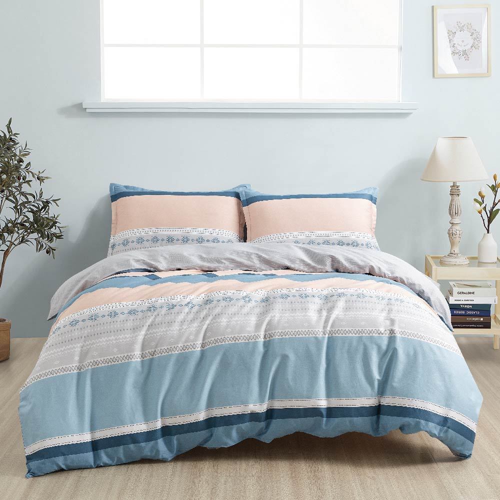 Aussino Inspire Lagoon 100% Cotton Fitted Sheet Set / Quilt Cover Set ...
