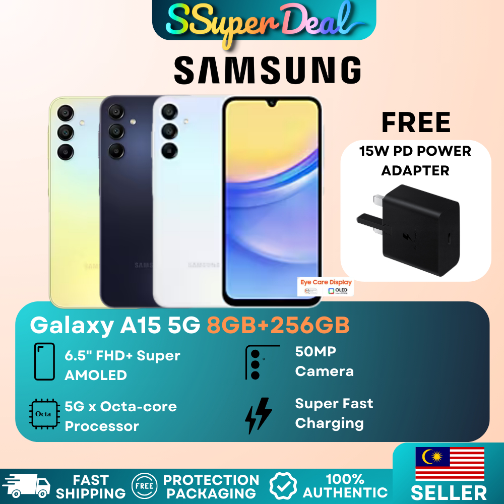 [Free Samsung 15W PD Adapter] Samsung Galaxy A15 5G Smartphone (8GB Ram ...