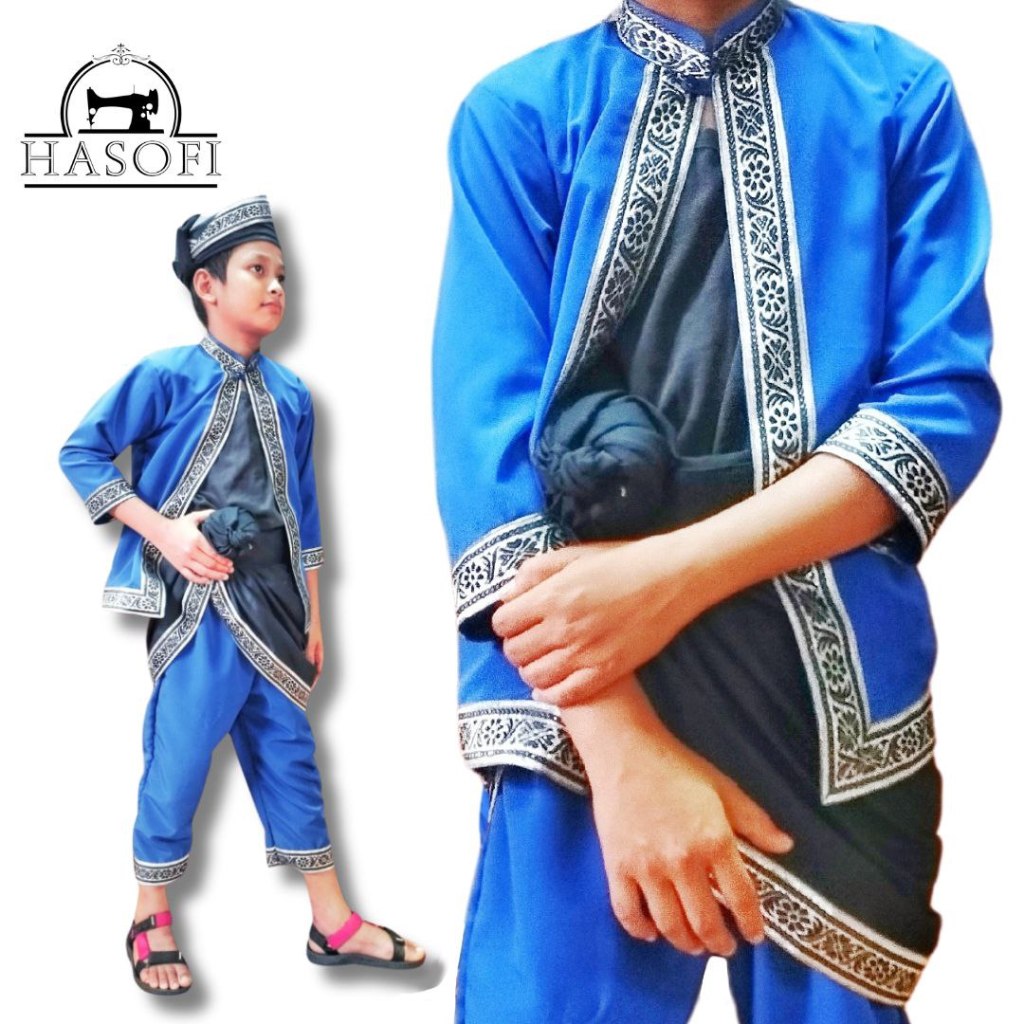 BAJU LAYANG/SILAT KANAK-KANAK BIRU LACE SONGKET SET LENGKAP BUSANA ...