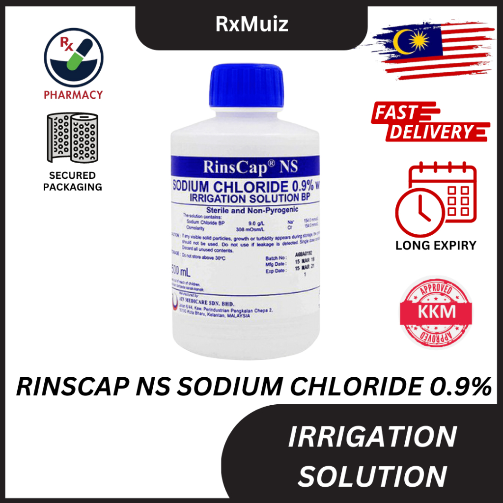 Rinscap NS Normal Saline Sodium Chloride 0.9% Irrigation Solution 500mL ...