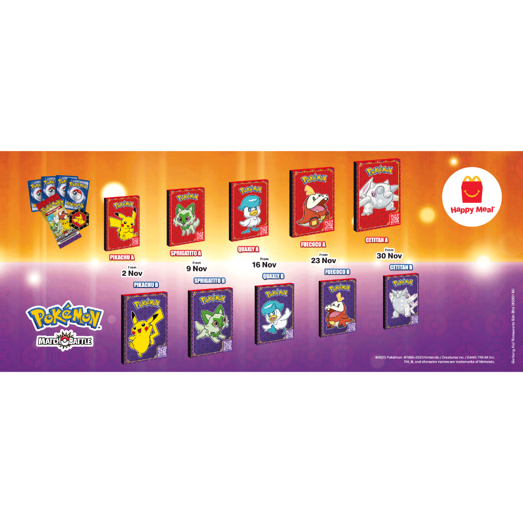 McDonald's 2023 POKEMON TCG LIMITED CARDS Pikachu Fuecoco Cetitan ...