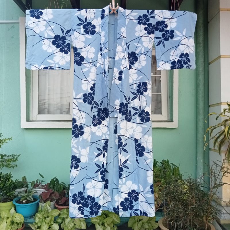 Kimono Yukata Blue Vintage | Shopee Malaysia