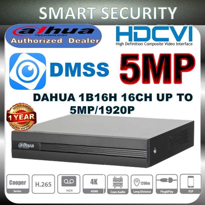 Dahua 16 Channel Recoder 16CH DVR Full HD 5.0MP DH-XVR1B16H-I UP TO 5MP ...