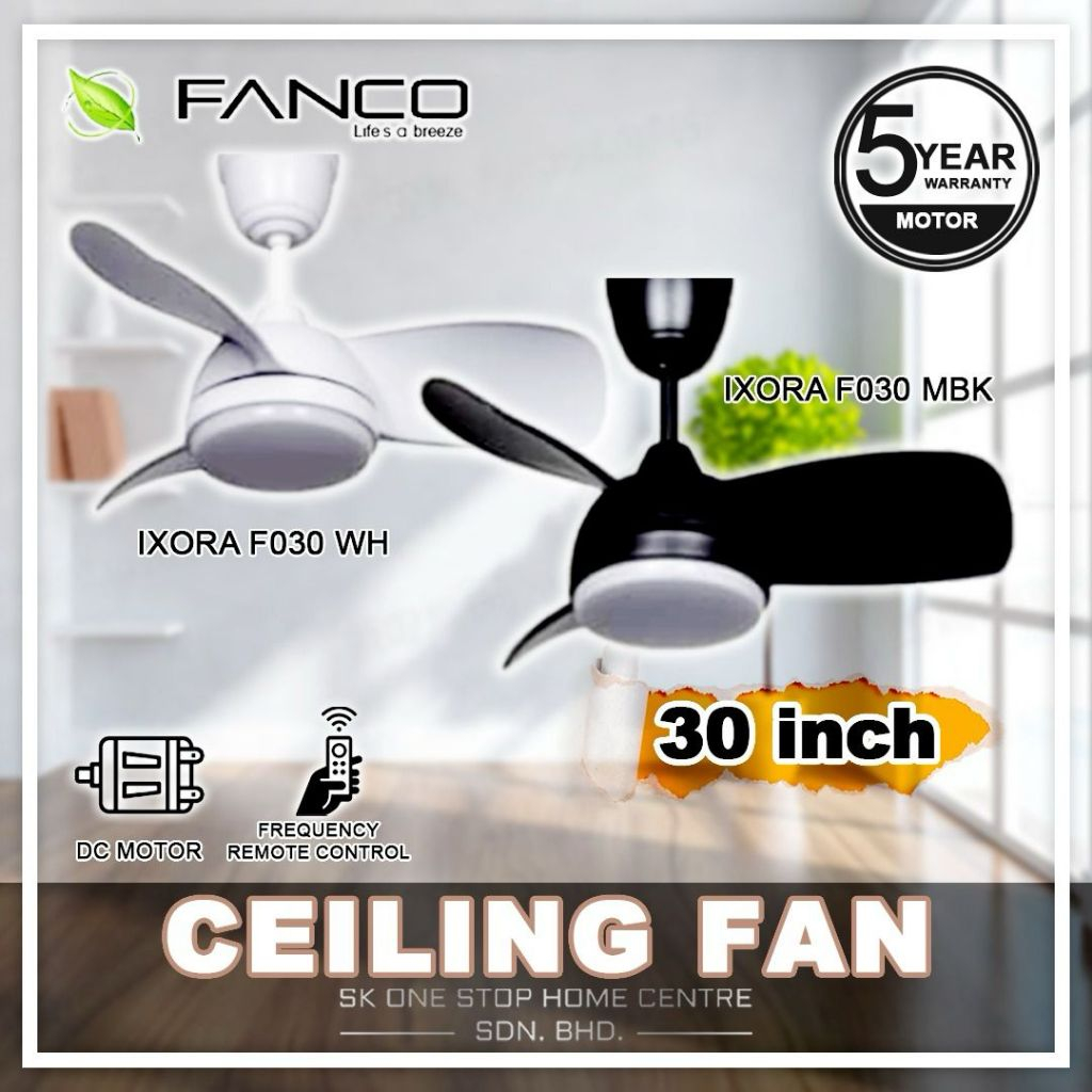 FANCO CEILING FAN IXORA F030 30" LED 3 BLADES CEILING FAN DC MOTOR ...