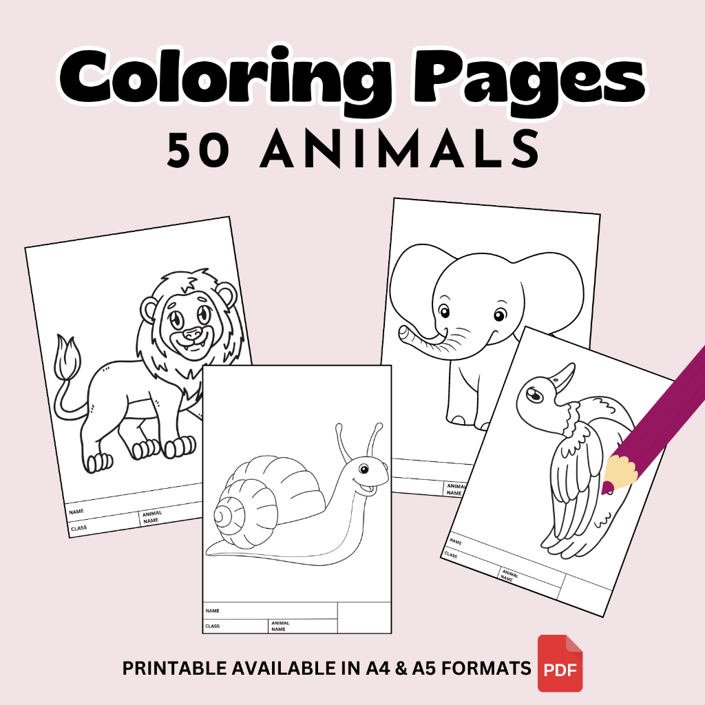 [PDF] 50 Animals Coloring Pages for Kindergarten / Hobby Activities ...