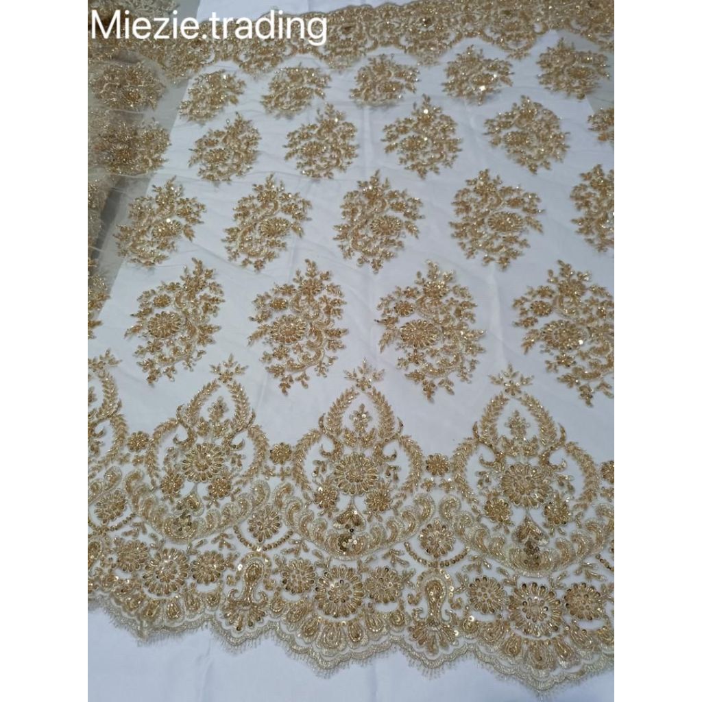 Kain Lace Meter( Gold ) / Lace Fabric Beaded / Embroidery Lace Fabric ...