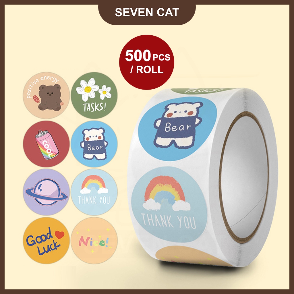 500pcs Round Cute Cartoon Sticker with 8 designs / Parcel Labels ...