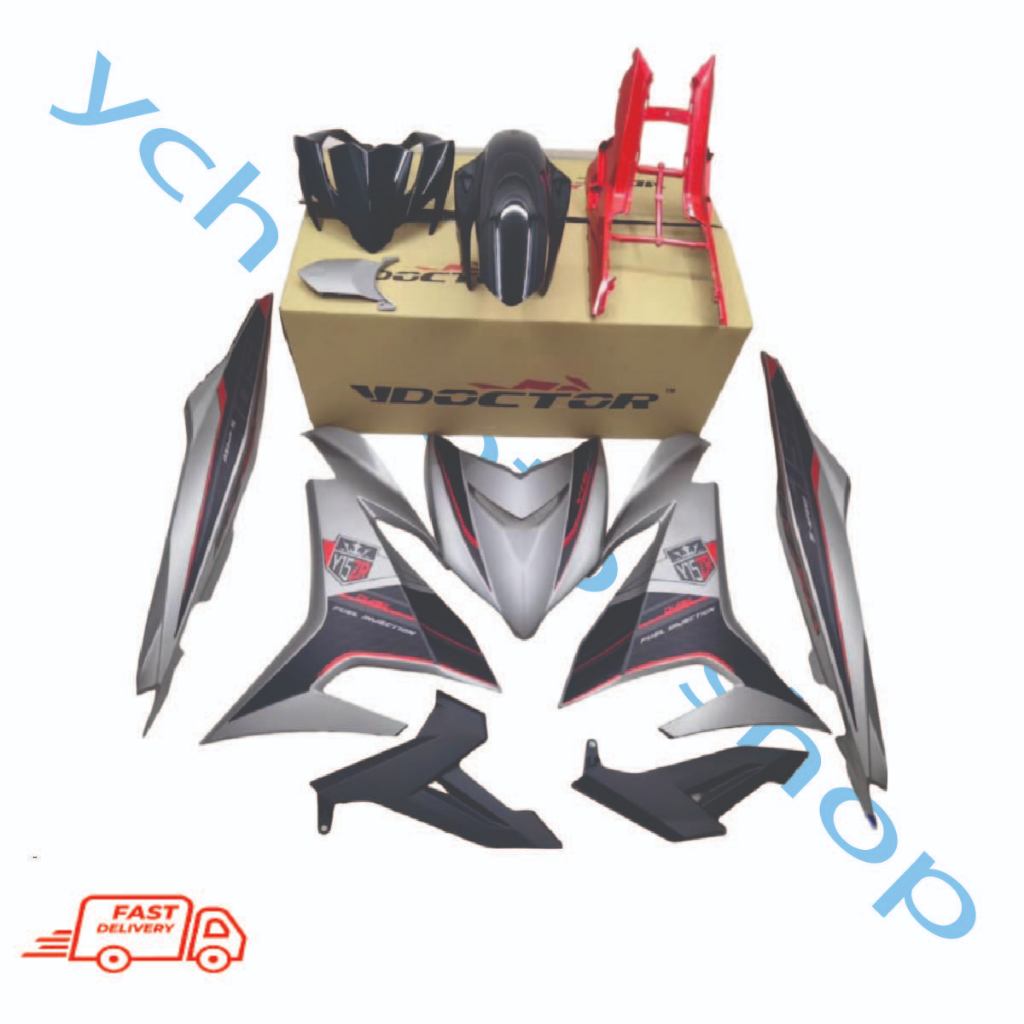 YAMAHA Y15 Y15ZR V2 Y15 V2 Y15 ZR V2 DOCTOR SP MATT GREY COVER SET STICKER TANAM STRIPE SIAP ...