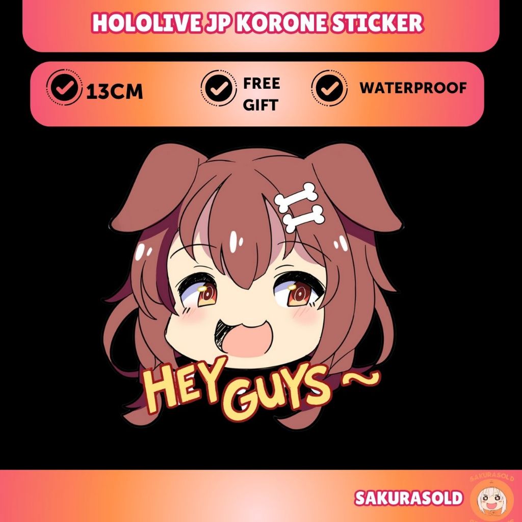 Hololive Gamer Inugami Korone Sticker Car Korone Hololive Waterproof ...