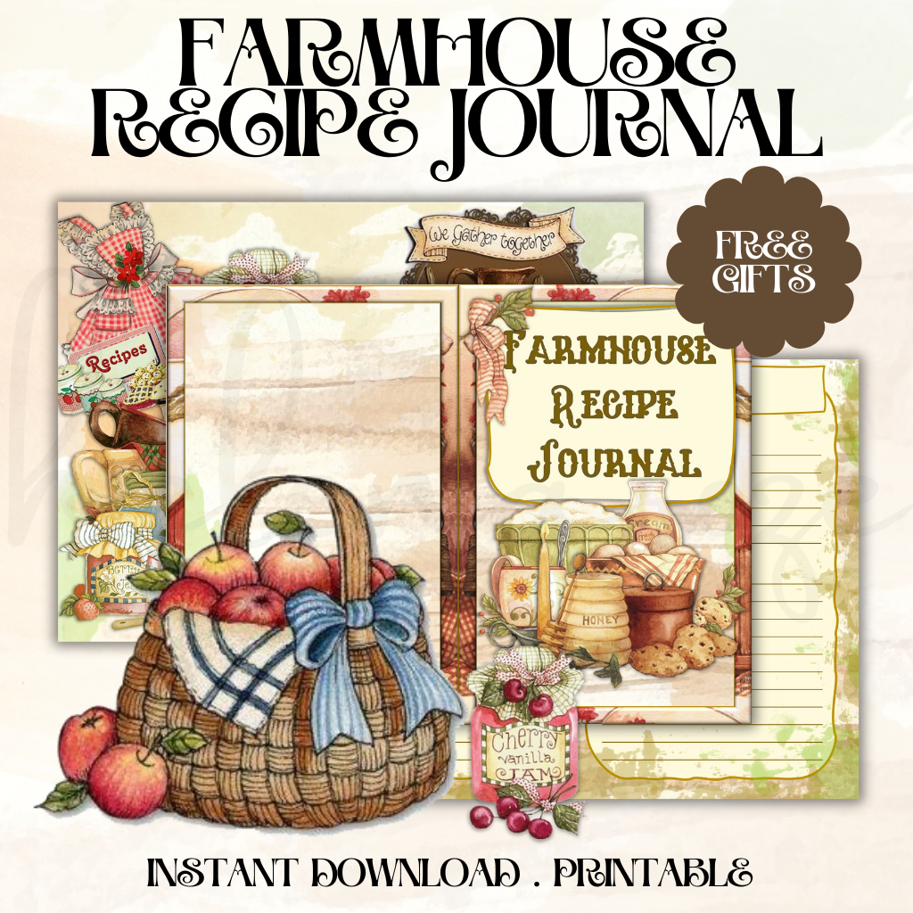 Farmhouse Recipe Journal Printable PDF, Printable Planner, Digital ...