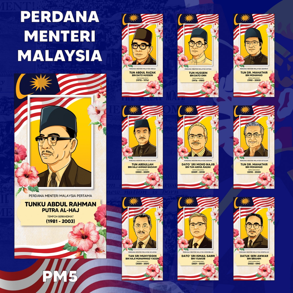 Set Poster PERDANA MENTERI MALAYSIA (10 items) - Set Photo DOODLE ...