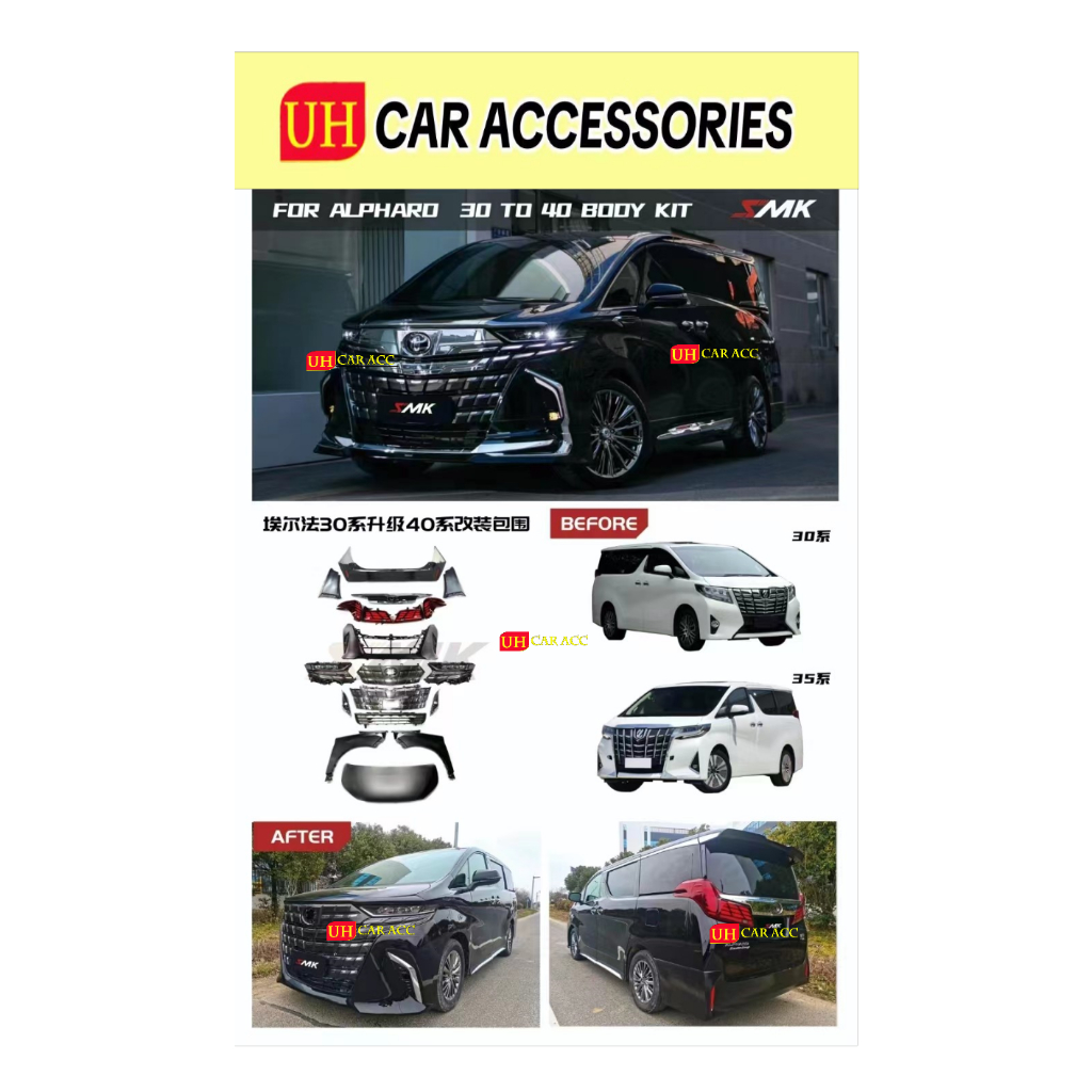 TOYOTA ALPHARD VELLFIRE AGH30 CONVERT TO AH40 2024 ALPHARD BODYKIT ...