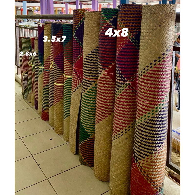 Tikar mengkuang bewarna / Tikar kercut 4x8/3.5x7/2.8x6 | Shopee Malaysia