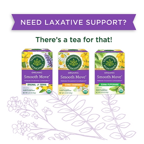 Traditional Medicinals Laxative Teas Organic Smooth Move Caffeine Free ...