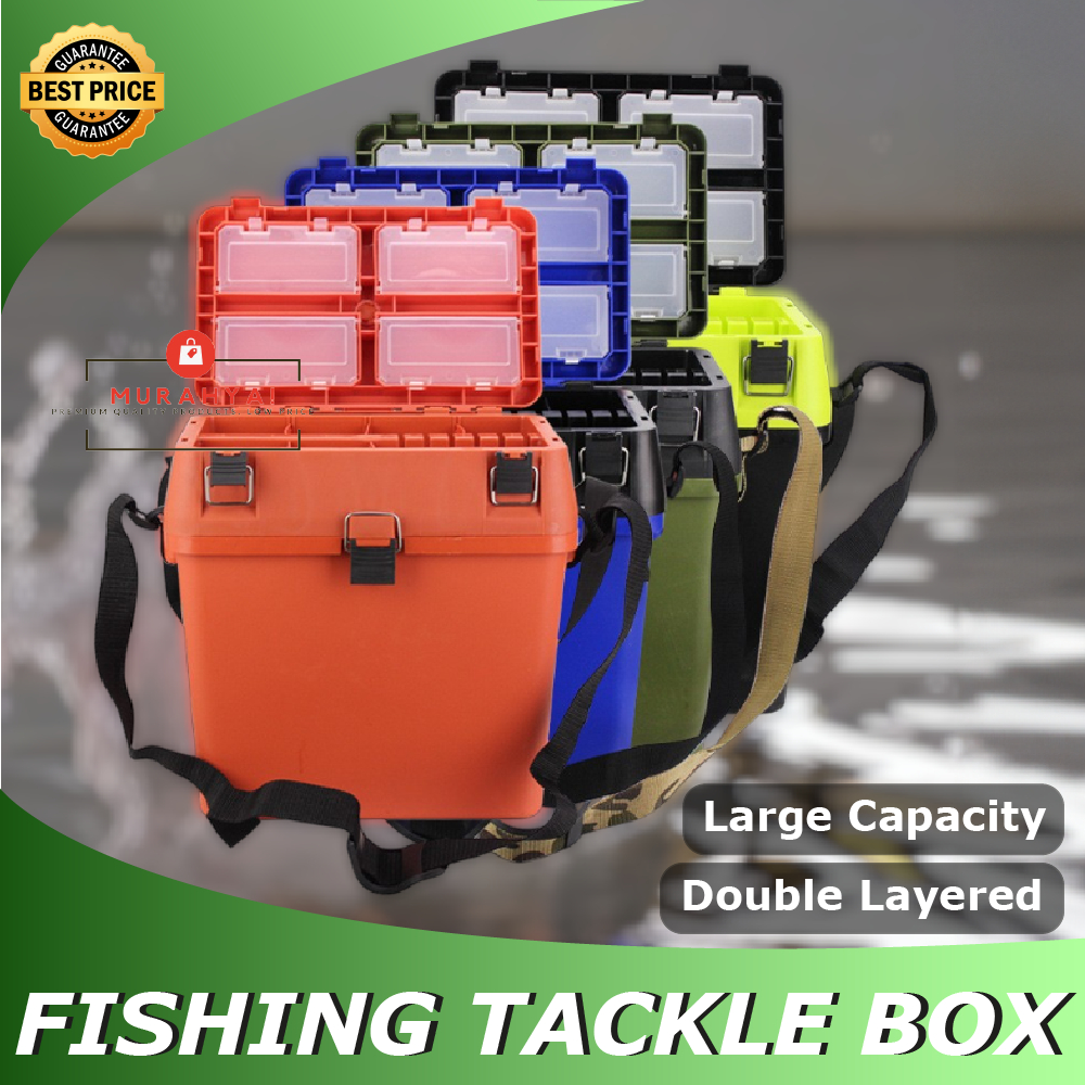 Fishing Box Multifunctional Tackle Box Large Capacity Double Layer Lures Kotak Pancing Gewang ...