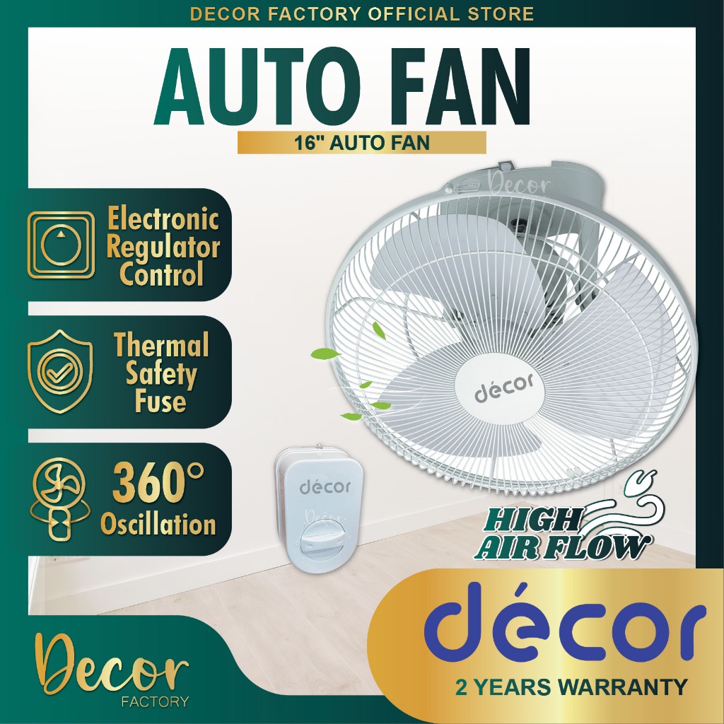Auto Fan 16'' 3 Blades 3 Speed 360 Degree Ceiling Auto Fan with ...