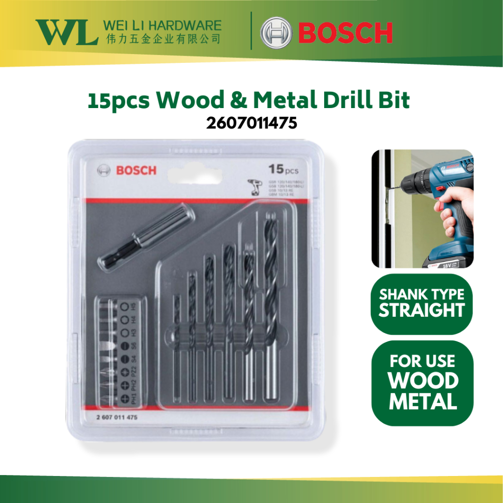Bosch 15pcs Wood & Metal Drill Bit Accesory Set 2607011475 / drill bit ...