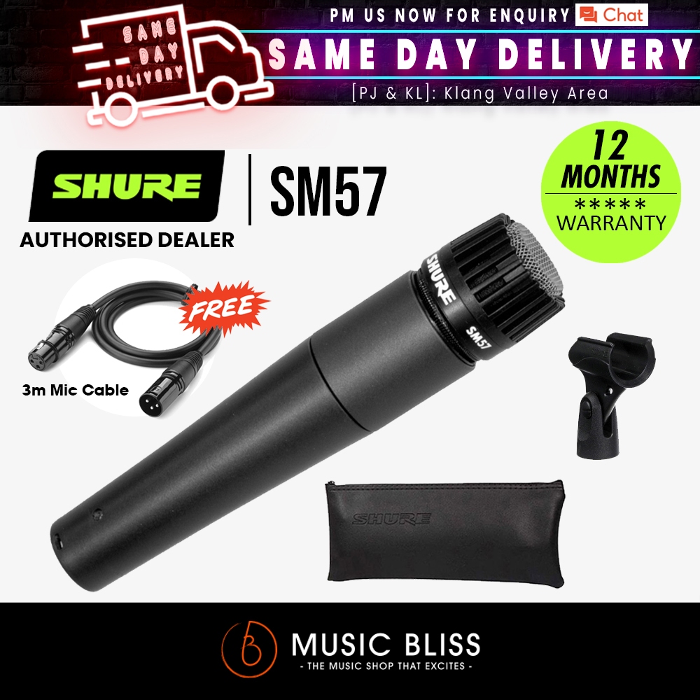 Shure SM57-LC Dynamic Instrument Microphone Includes Stand Adapter ...