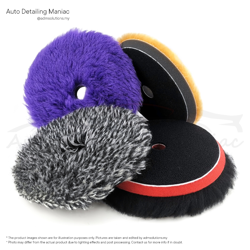 Long Wool Cutting Compound Polishing Pad (5") Foamed Wool Buffing Pad ...