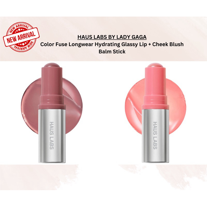 HAUS LABS BY LADY GAGA Color Fuse Longwear Hydrating Glassy Lip + Cheek Blush Balm Stick ...
